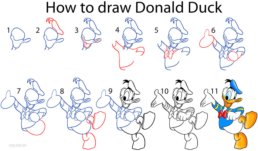 How To Draw Donald Duck Step By Step Pictures Cool2bKids