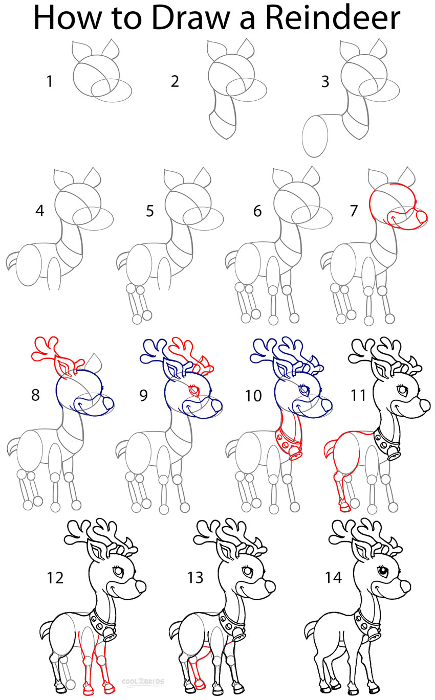 How To Draw A Reindeer Step By Step Pictures Cool2bKids