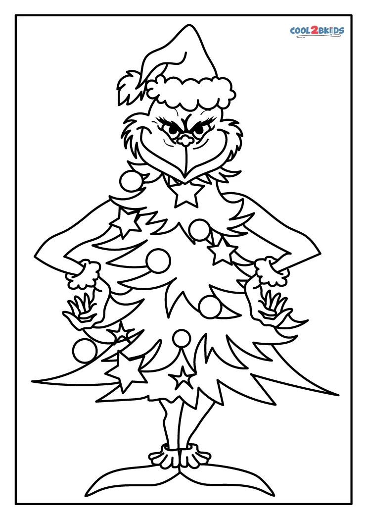 Grinch Christmas Tree Coloring Page