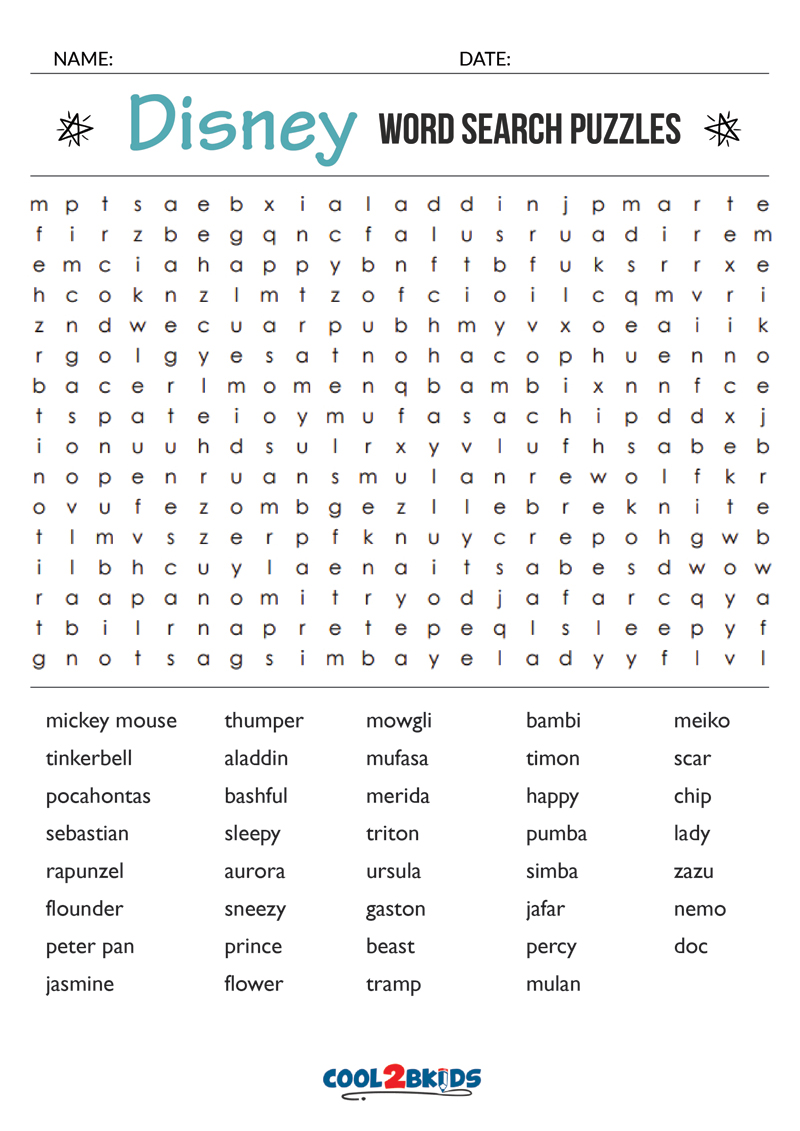 Word Search Large Printable