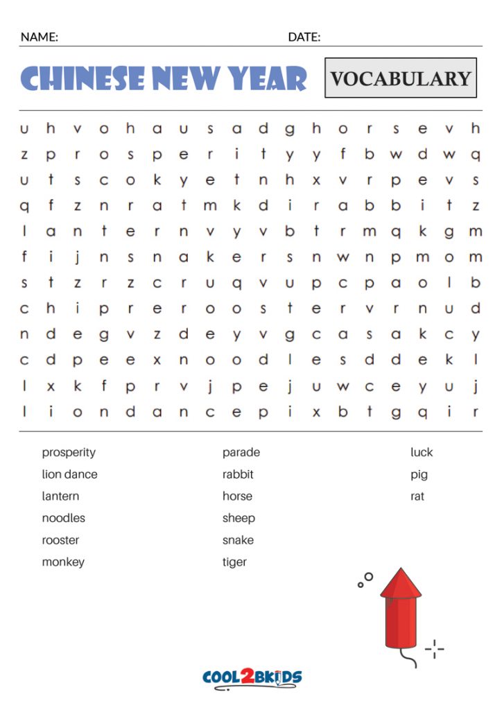 Printable New Years Word Search - Cool2bKids