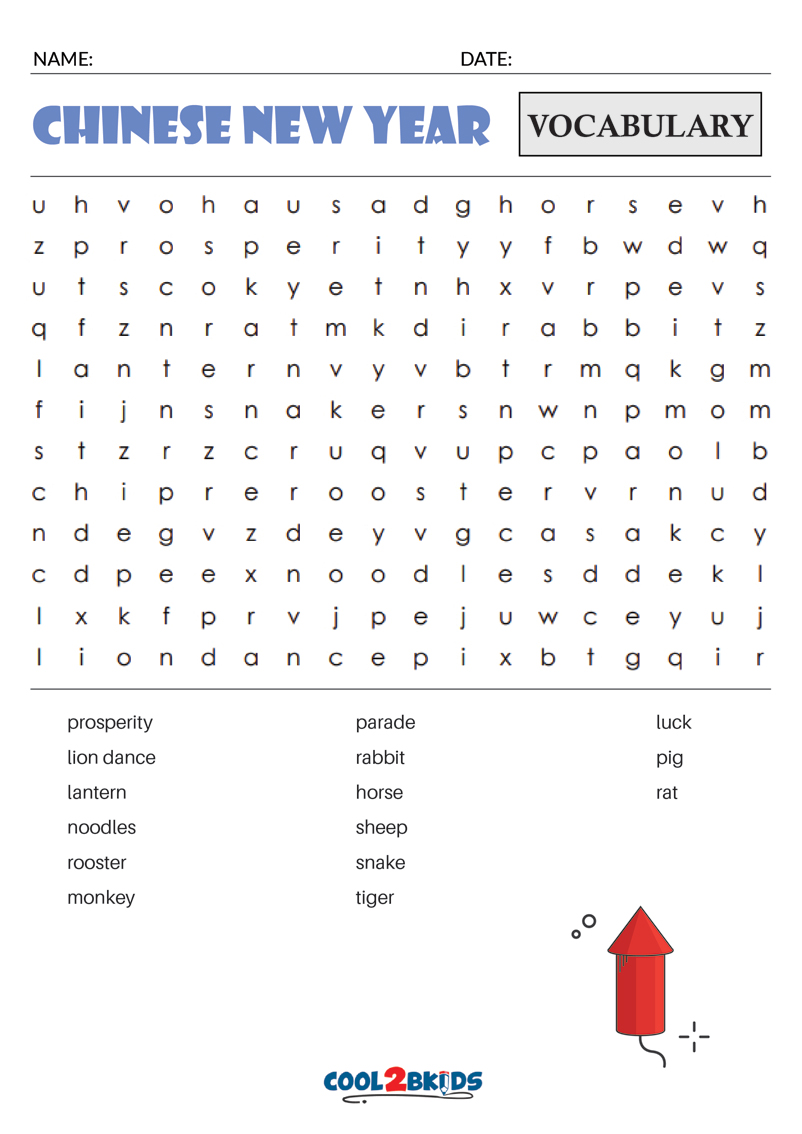 Printable New Years Word Search - Cool2bKids