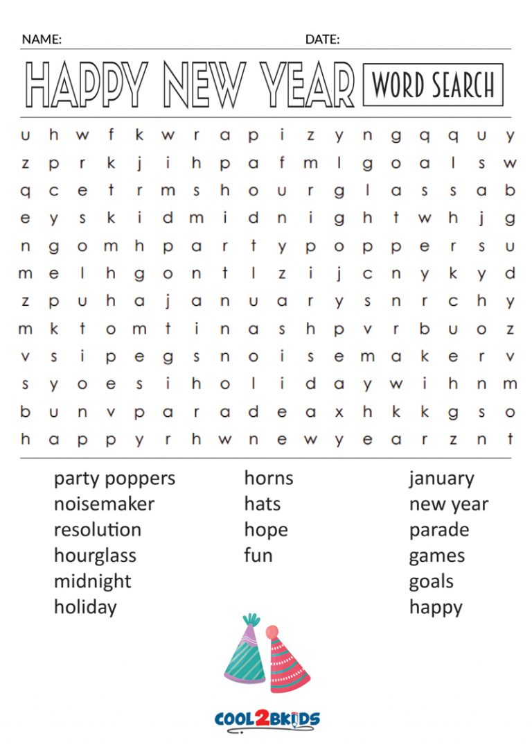 Printable New Years Word Search - Cool2bKids