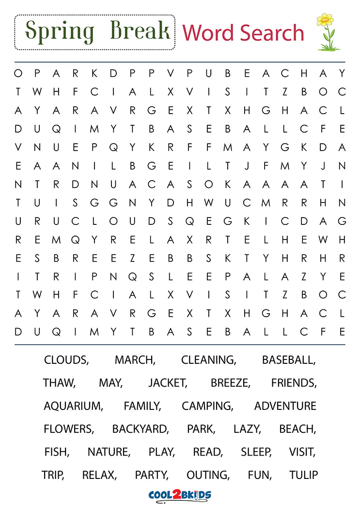 Printable Spring Word Search - Cool2bKids