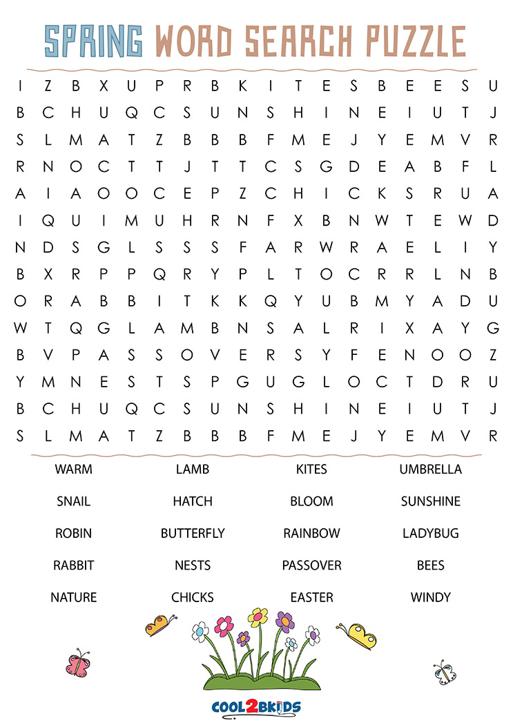 Spring Word Search Free Printable Worksheet For Kids Spring Word 