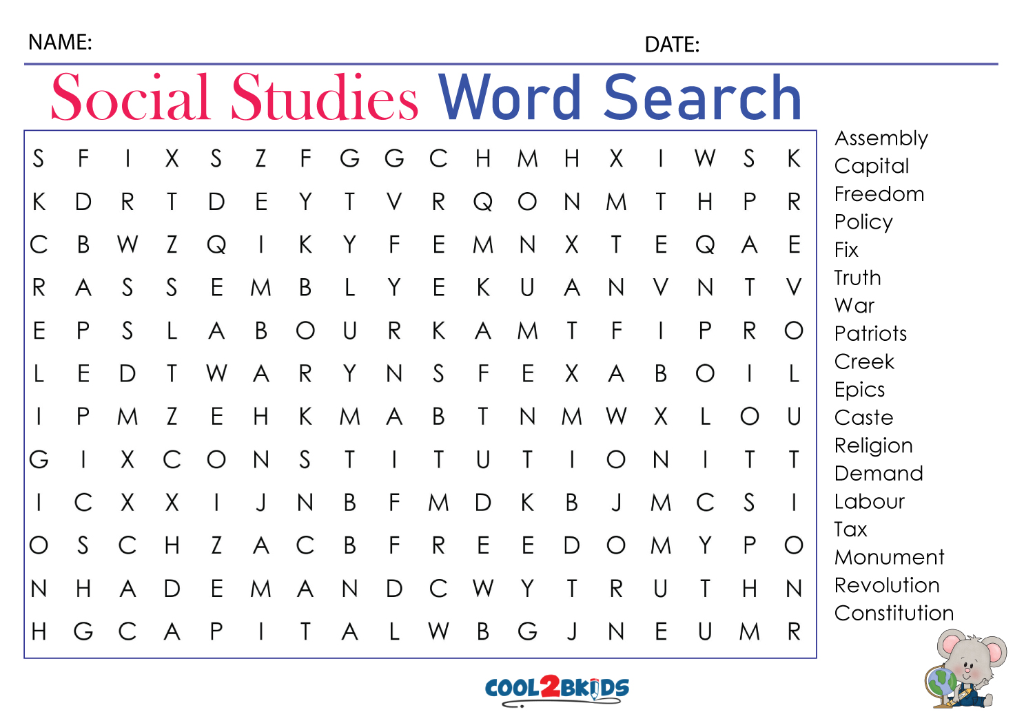 Printable 4th Grade Word Search Cool2bKids