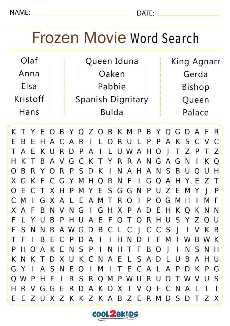 Printable Frozen Word Search - Cool2bKids