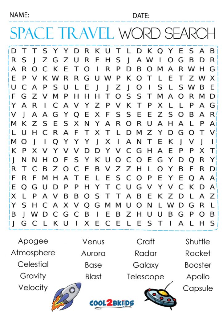Printable Space Word Search - Cool2bKids