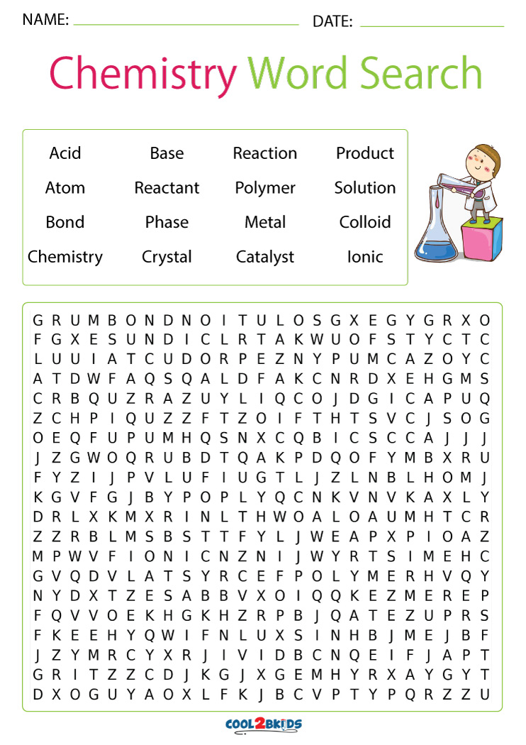 Printable Chemistry Word Search Cool2bKids