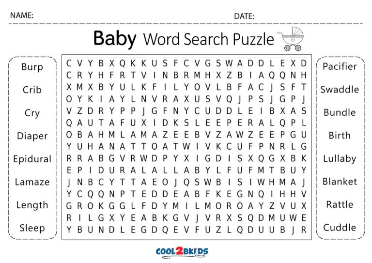 Printable Baby Word Search - Cool2bKids
