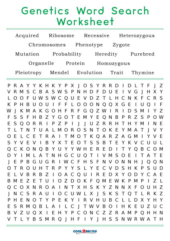 Printable Genetics Word Search Cool2bKids