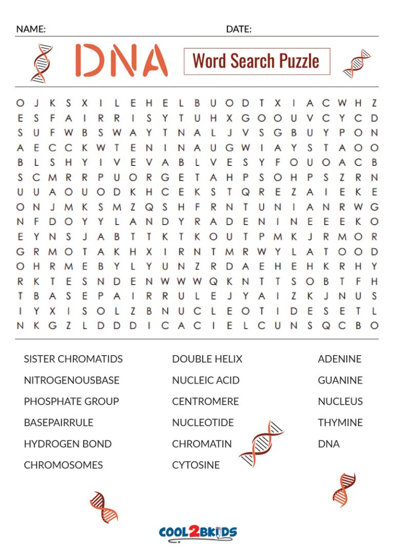 Printable DNA Word Search - Cool2bKids