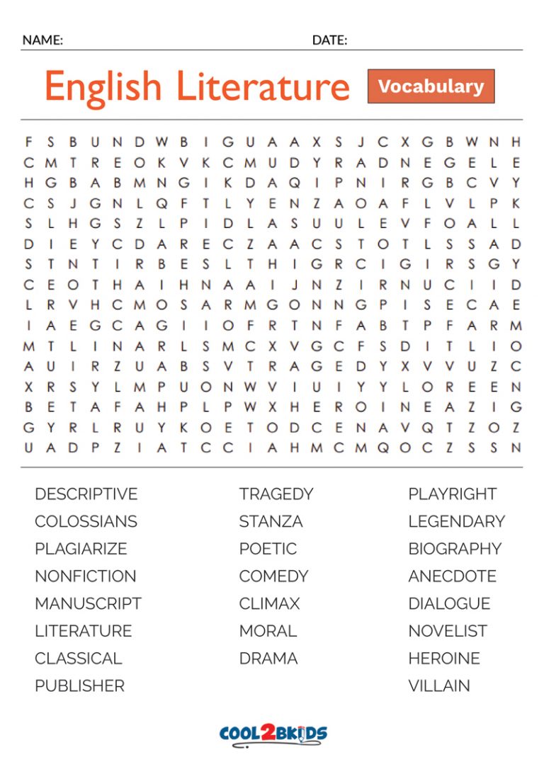 Printable English Word Search - Cool2bKids