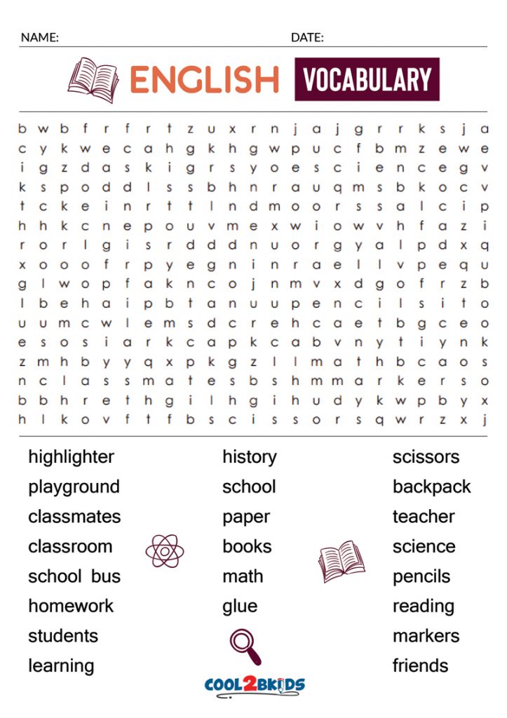 Printable High School Word Search - Cool2bKids