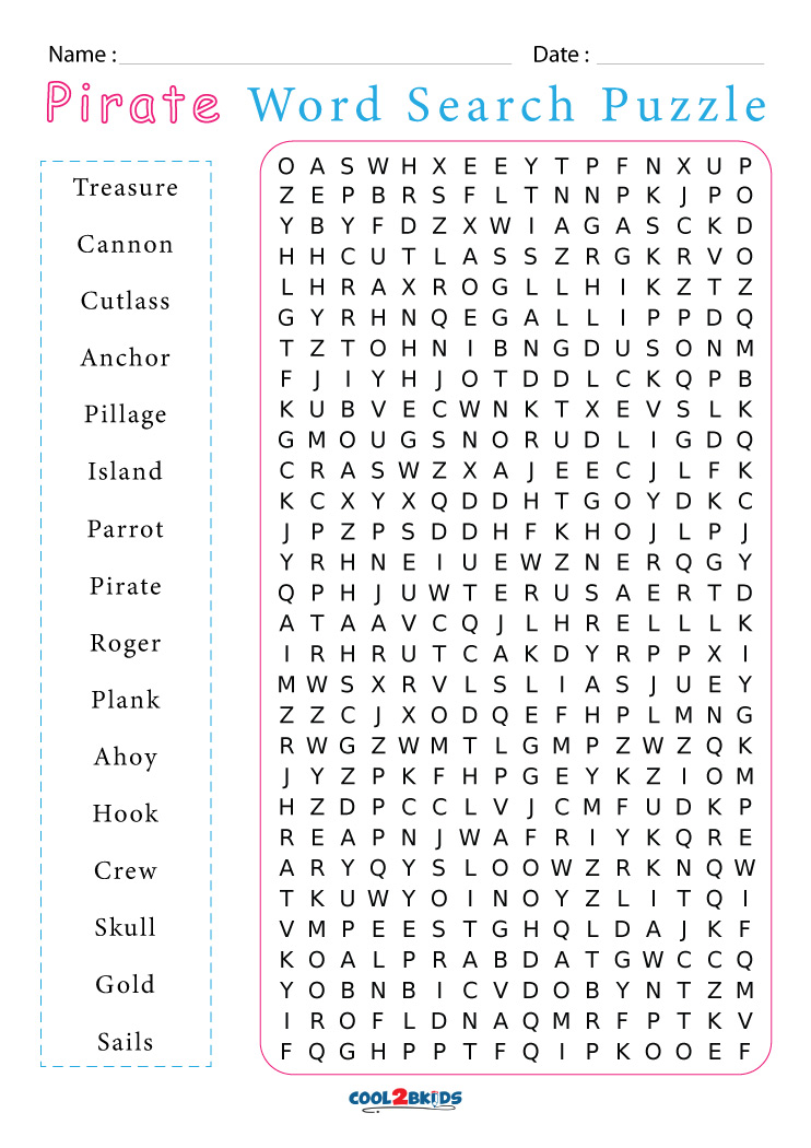 Printable Pirate Word Search printable-pirate-word-search