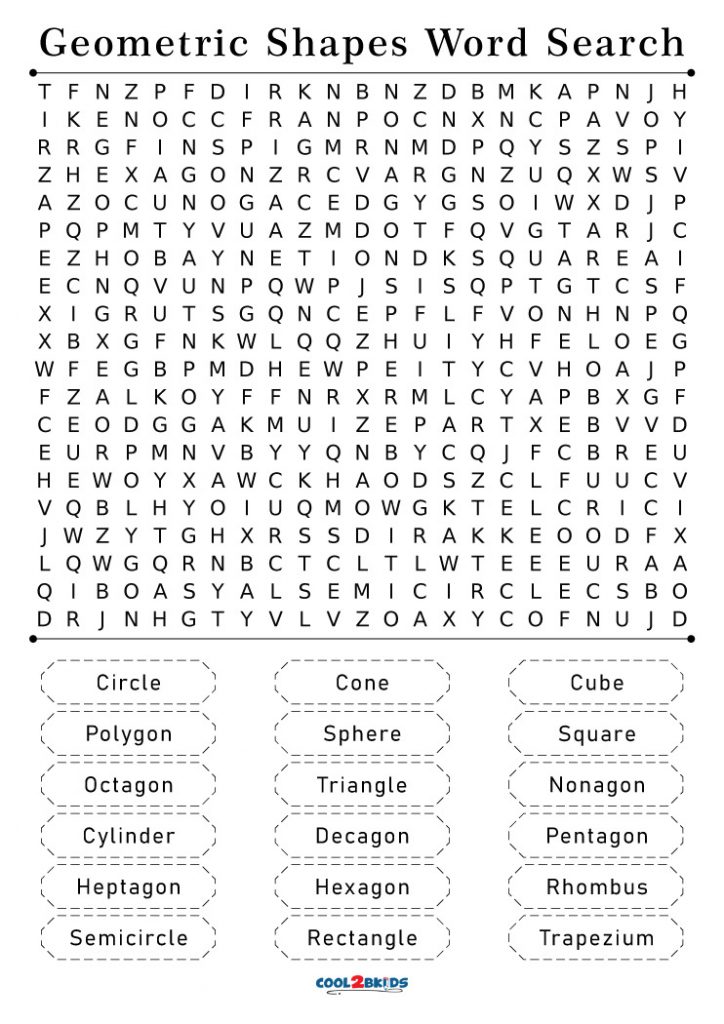 Printable Shapes Word Search - Cool2bKids
