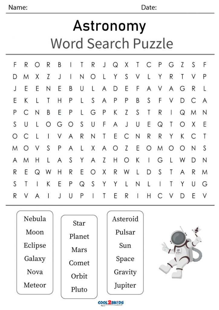 Printable Astronomy Word Search - Cool2bKids