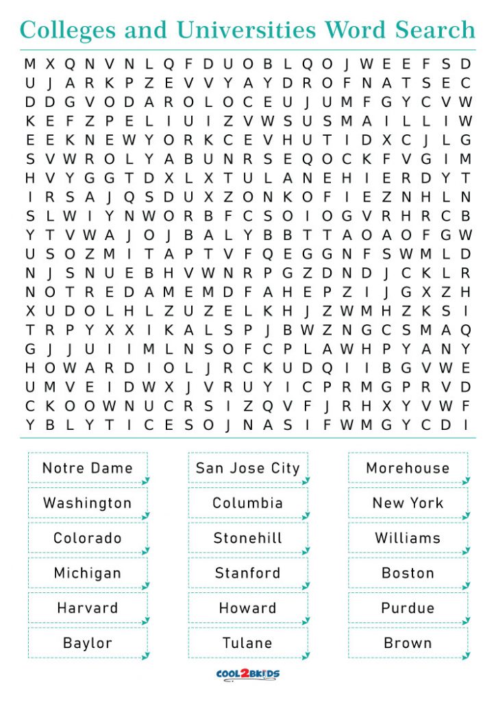 Printable College Word Search Printable College Word Search