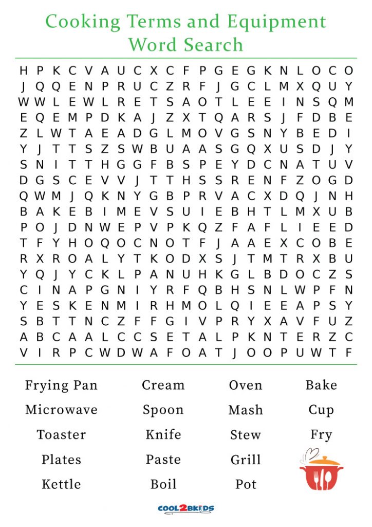 Printable Cooking Word Search