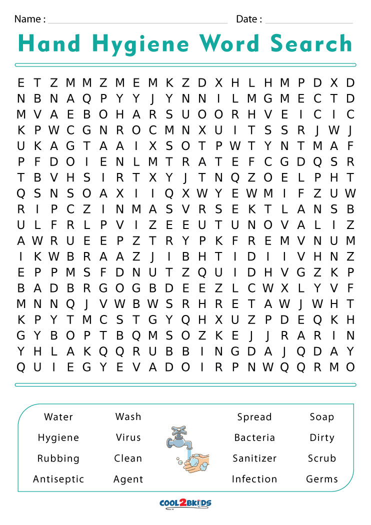 Printable Hygiene Word Search