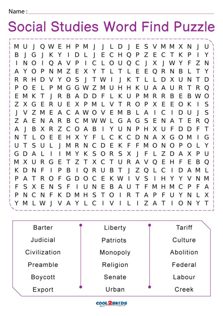 Printable Social Studies Word Search