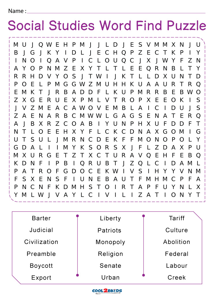 Printable Social Studies Word Search